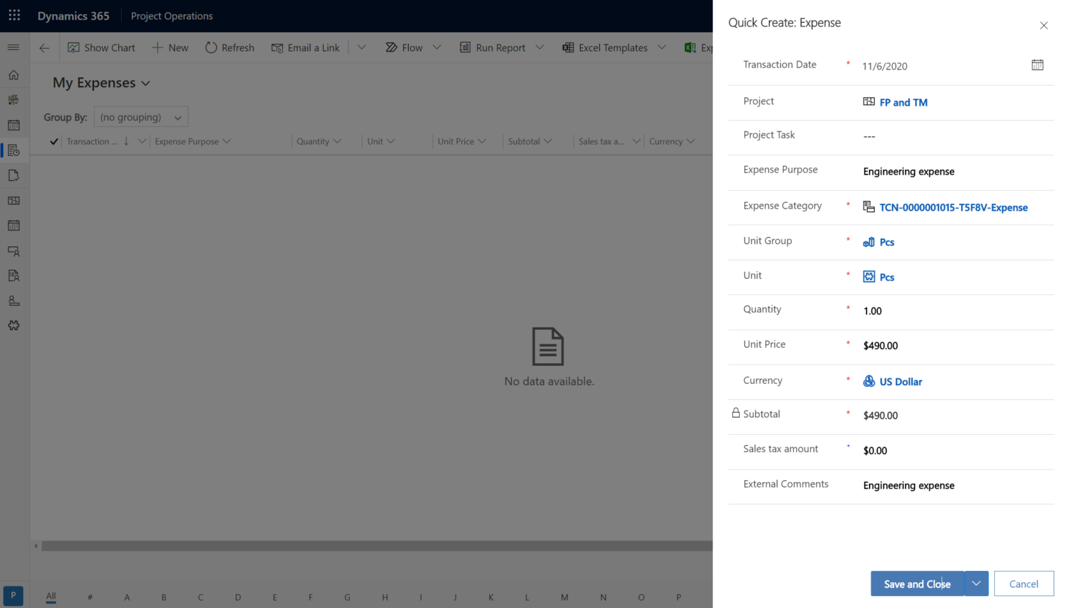 Dynamics 365 Project Operations: Transaction Categories and Expense ...