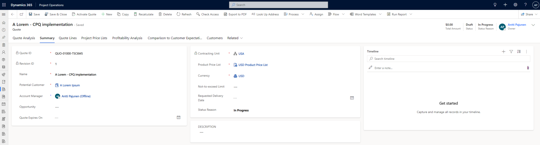 Revising quotes in Project Operations – Antti Pajunen – Learning ...